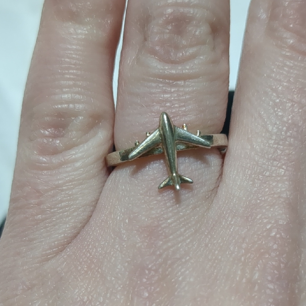 Gold Airplane Ring - Gem